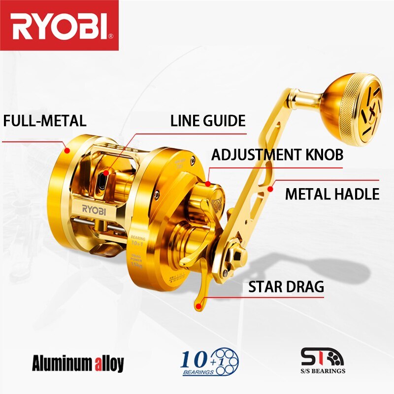 RYOBI VARIUS GR30 Slow Jigging Fishing Reel 10+1BB Baitcasting Reel ...