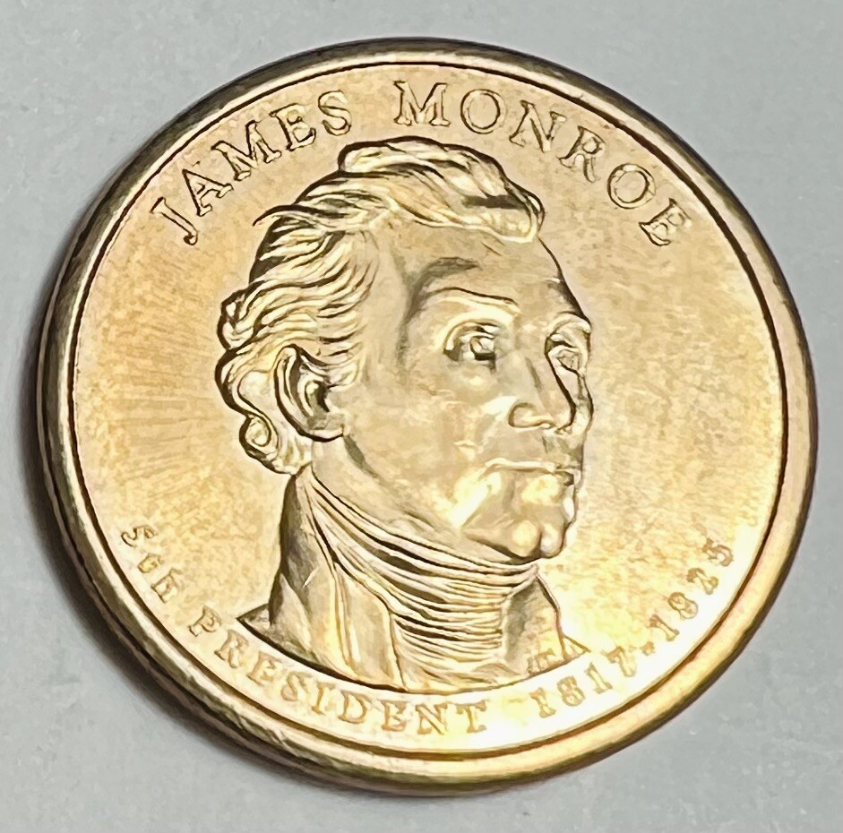 2008 One Dollar US $1 Presidential Coin James Monroe 5th Golden Color ...