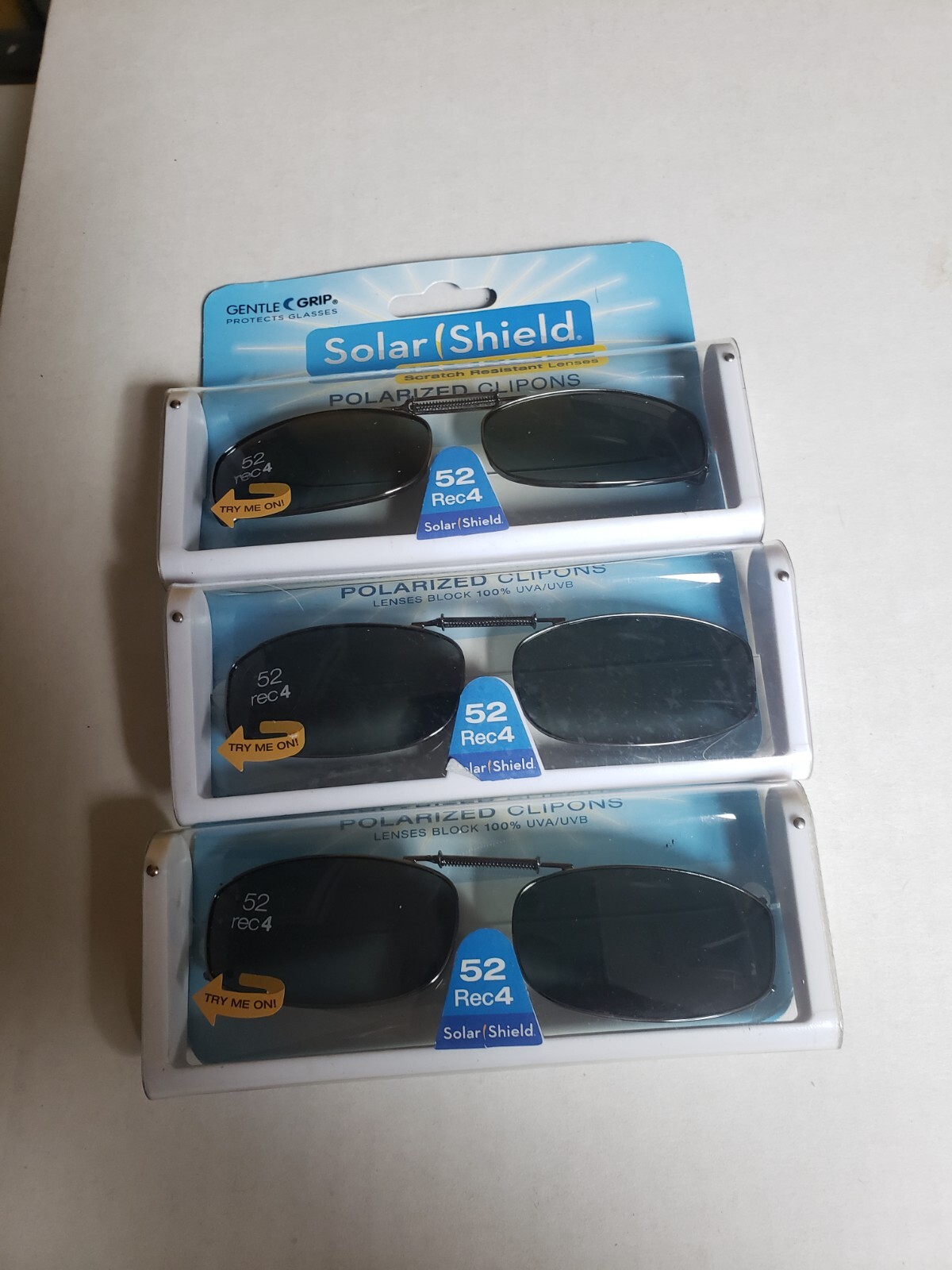 3 Pairs Solar Shield Polarized Clip On Sunglasses 52 rec 4 Full Frame ...
