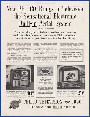 Vintage 1949 PHILCO Models 1400 & 1478 Television Radio Phonograph 40's ...
