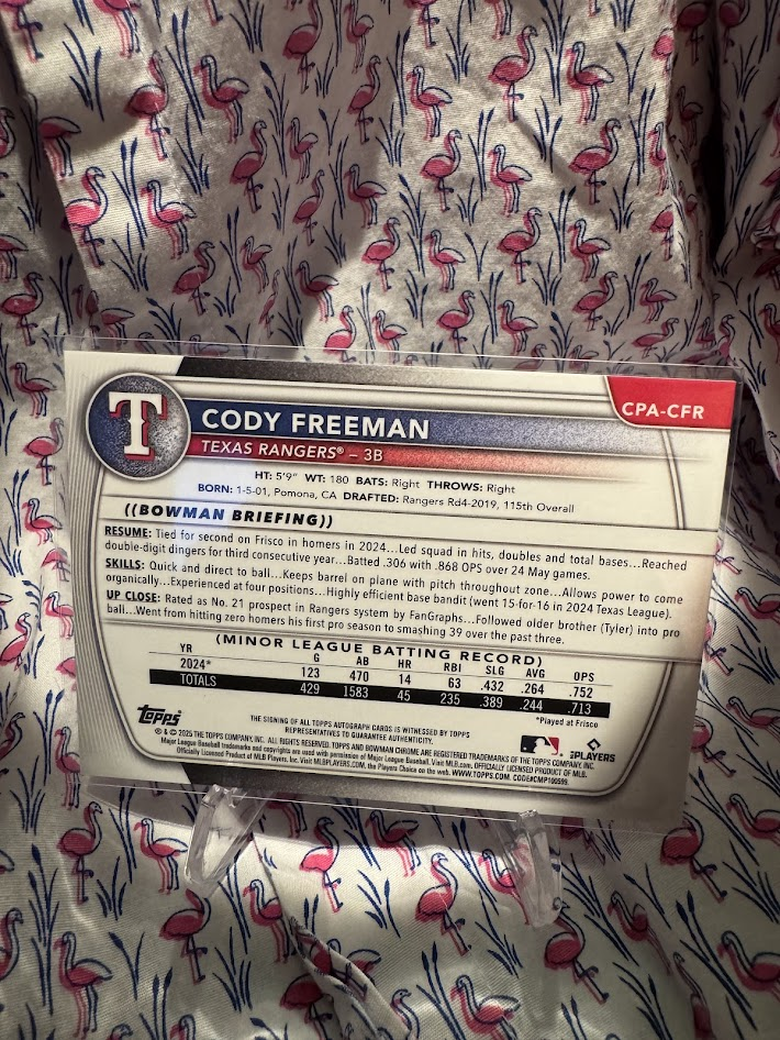 Cody Freeman - AUTO - 1ST Bowman Chrome - 2025 Bowman - CPA-CFR | eBay