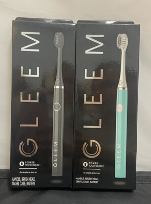 2PK NEW IN BOX - GLEEM Battery Powered Sleek Toothbrush - Black & Green ...