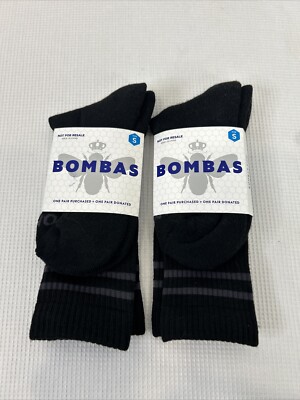 Bombas Women’s 6-7 1/2 Youth 4-9 Crew Sock Size S Black New Lot Of 2 | eBay