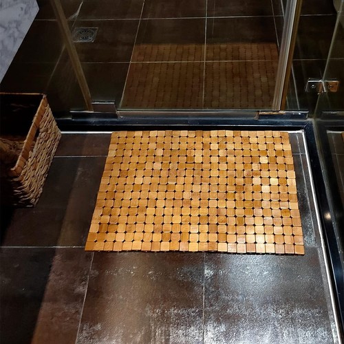 Bamboo Bath Mat Roll-Up Shower Mat Non-Slip Shower Tub Mat for Sauna ...
