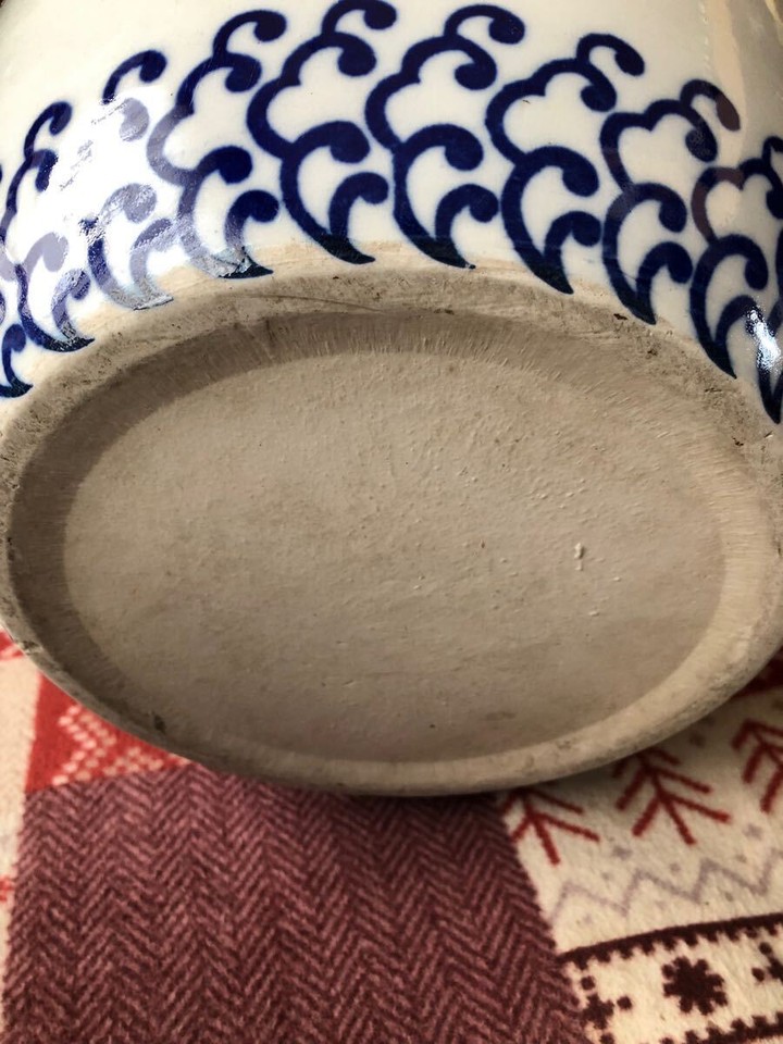 Ceramic Brazier Showa Retro Auspicious Pattern Fan Drawing Ripples ...