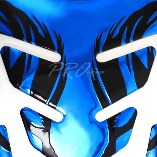 Chromed Blue Tribal Fire Tank Pad+YZF-R1 Emblem Sticker+8"Silver Logo ...