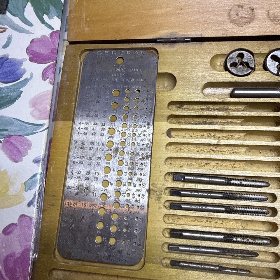Vintage Greenfield GTD Tap & Die Hand Tool Set Complete Wood Box ...