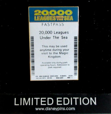 Disney 20.000 Leagues Under The Sea Fast Pass Pin - LE of 50 -Last ...