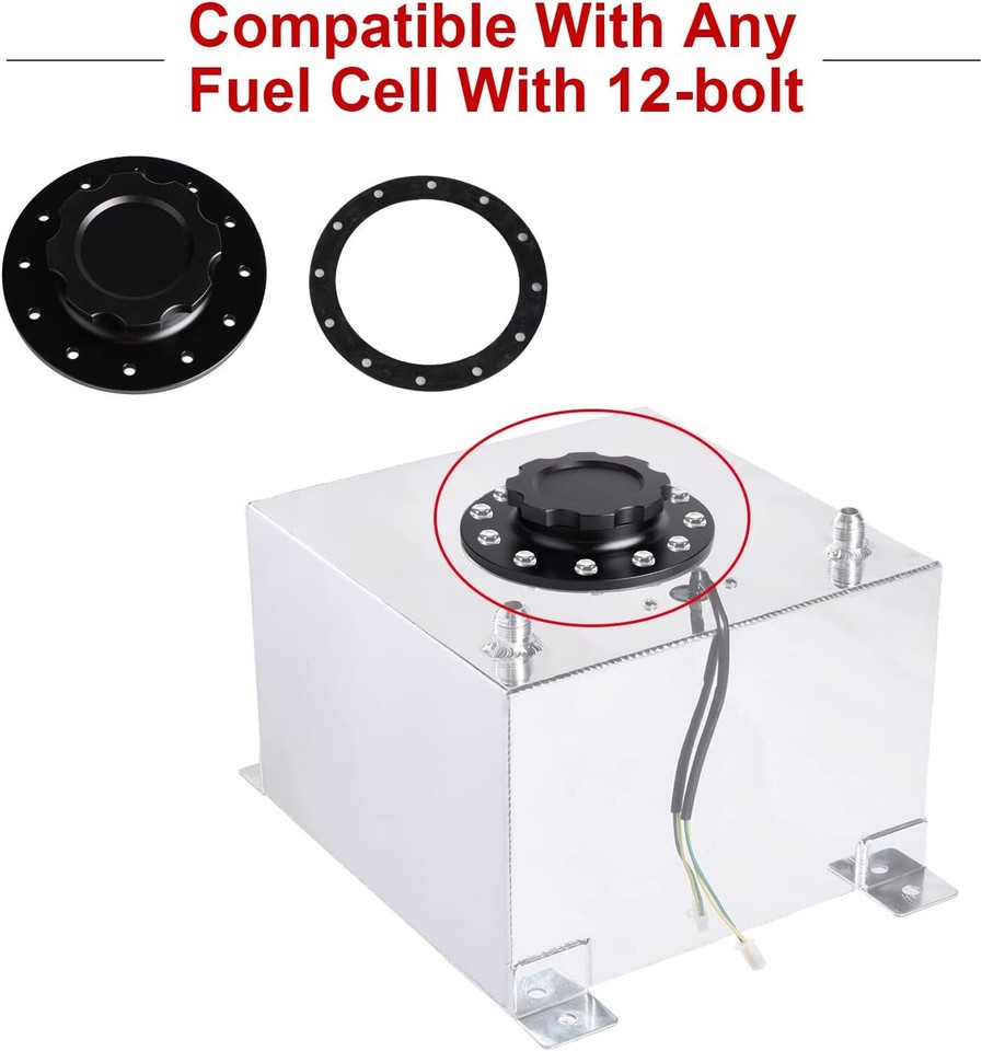 Billet Aluminum Easy Fill Fuel Cell Cap with 12 Bolting Holes Cell Bung ...