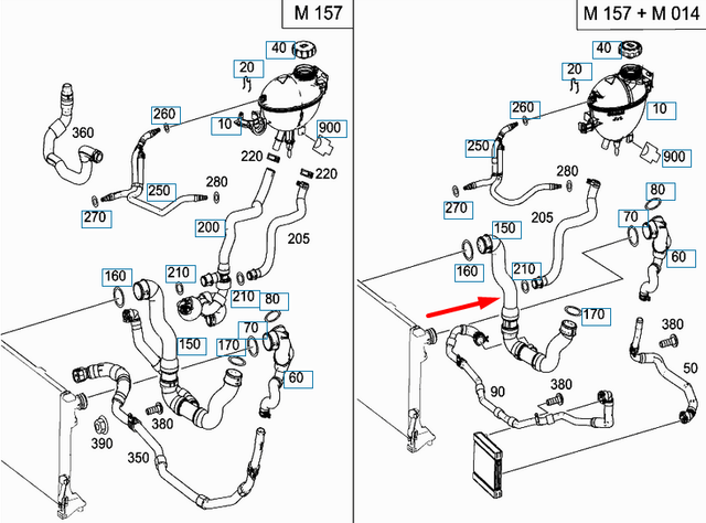 Mercedes-Benz E-class W212 Right Coolant Hose A2125012684 Genuine for ...