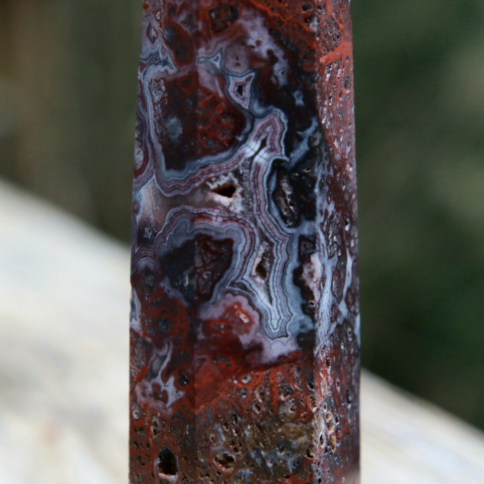 CRAZY LACE BLOOD AGATE CRYSTAL POINT POLISHED NATURAL HEALING GEMSTONE ...