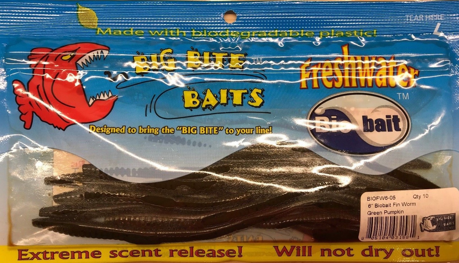 Big Bite Baits Bio Bait 6" Finesse Worms - Choose Color | eBay