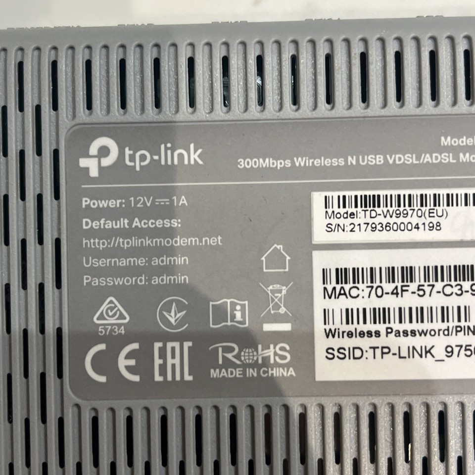 TP-Link TD-W9970 (EU) 300Mbps Wireless N USB VDSL/ADSL modem Router Ver ...