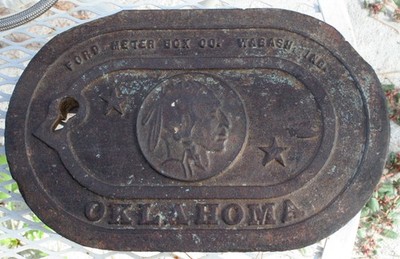 Oklahoma Ford meter box co Indian nickel iron water meter cover | eBay