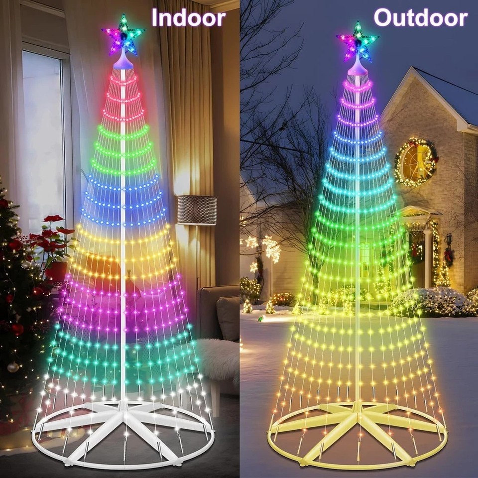 9.5FT Smart LED Christmas Cone Tree Lights, Lighted Outdoor Christmas ...