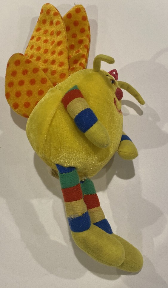 Vtg Yellow Butterfly Plush Stuffed Animal Orange Polka Dot Wings ...