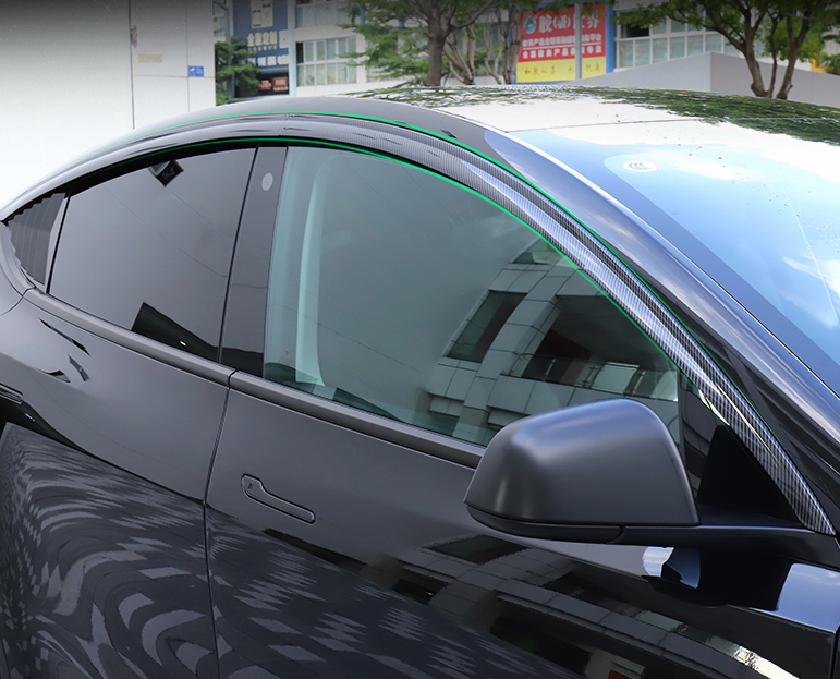 Gloss Carbon Fiber Side Window Visor Sun Rain Shield For Tesla Model Y ...