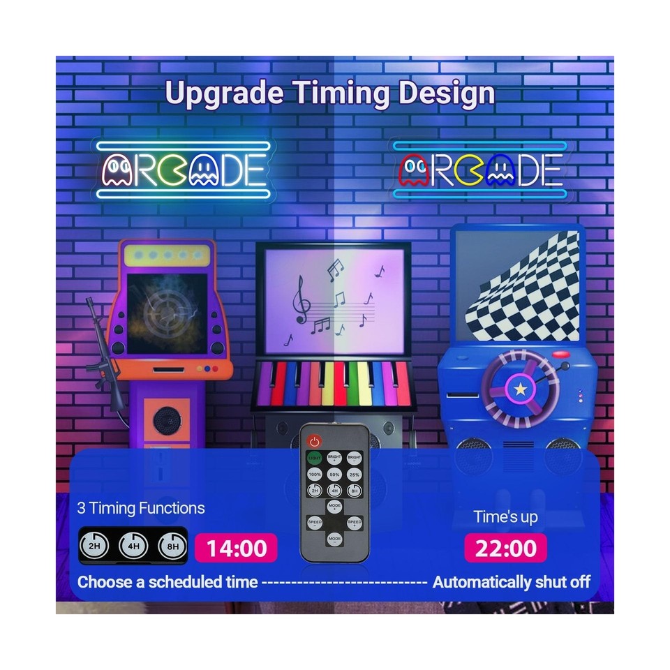 Large Arcade Neon Sign, Retro Game Ghost Arcade LED Neon Light Sign ...