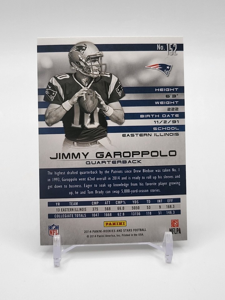 Jimmy Garoppolo ROOKIE CARD 2014 Panini Rookies & Stars #152 NE ...