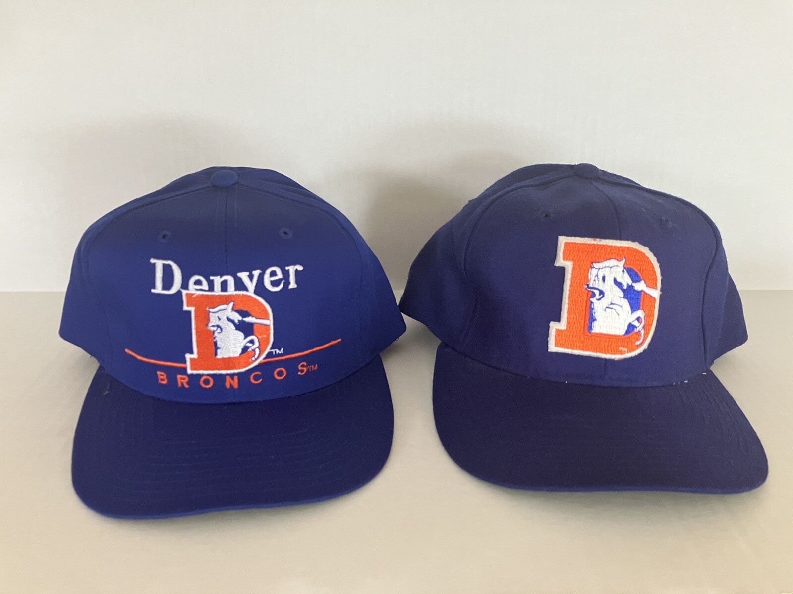 Vtg 90s Denver Broncos Hat Lot New Era Wool Eastport Cotton Snapback ...