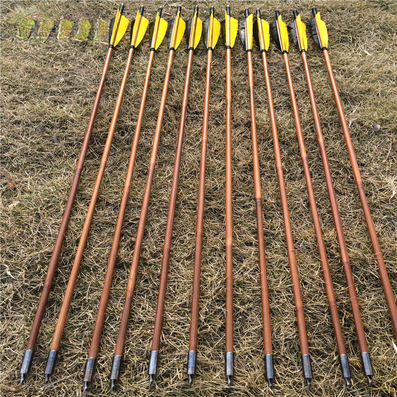 6/12/24pk 28/30/32" Spine 400-500 Handmade Bamboo Arrows for Recurve ...