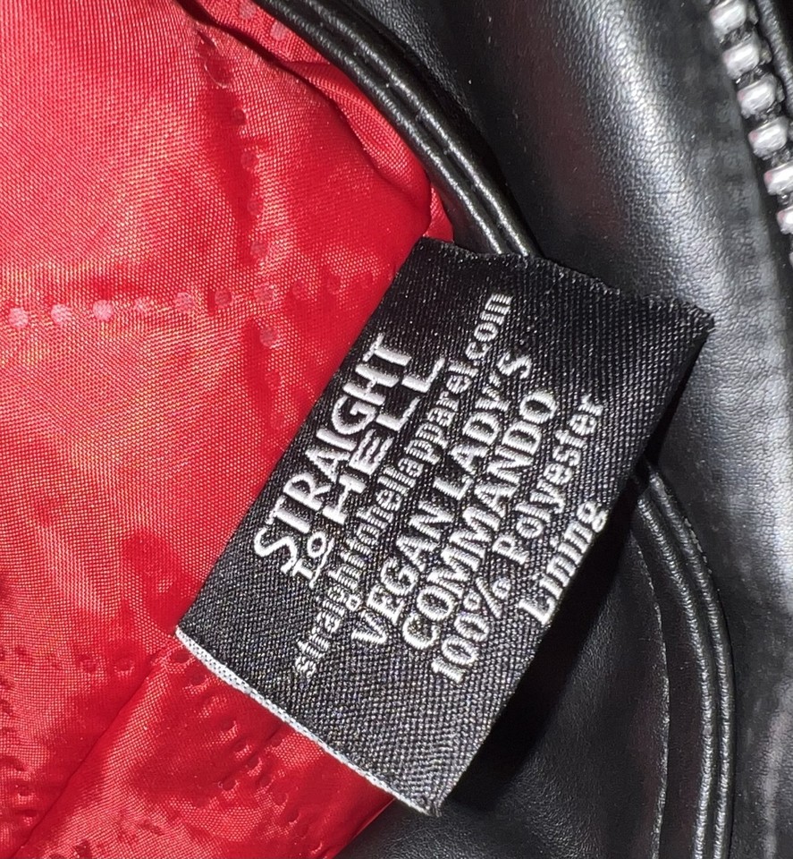 Straight To Hell Jacket Womens Small Black Vegan Commando Belted Moto Biker Punk | eBay