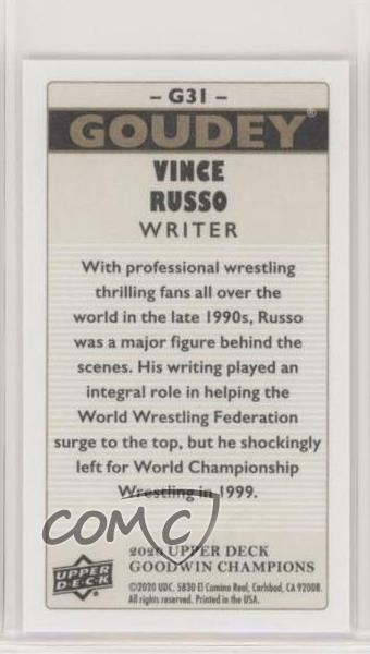2020 Upper Deck Goodwin Champions Goudey Mini Vince Russo #G31 | eBay