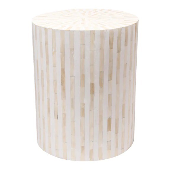 Bone Inlay Stool, Handmade Side Table, White Stripe Home Decor ...