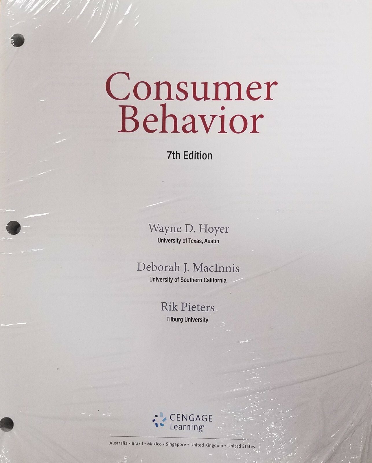 Consumer Behavior 7/e Loose Leaf by Wayne D. Hoyer 9781305640054 | eBay