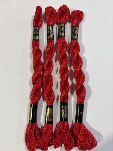 4 Skeins DMC Cotton Perle Embroidery Thread #3 in Red Color 321 | eBay