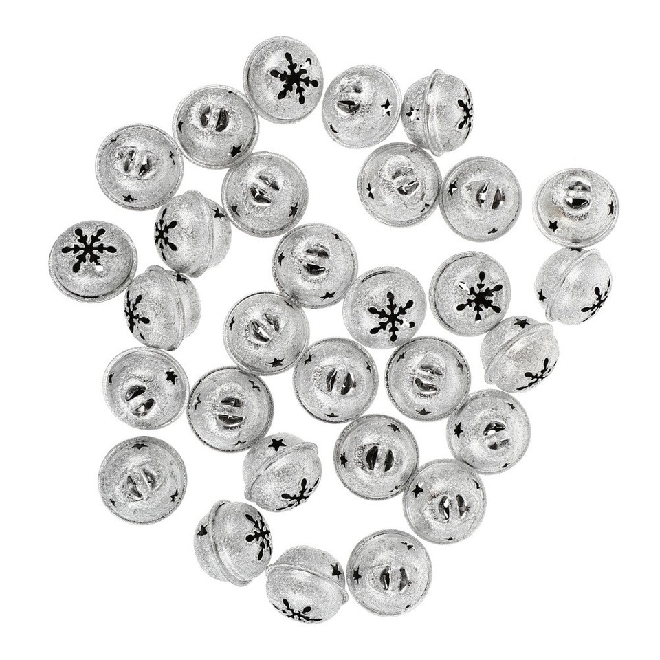 50pcs Xmas Small Bells Christmas Festival Party Decorative Snowflake ...