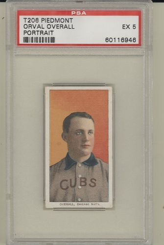 1909 T206 Orval Overall Portrait Chicago Cubs Piedmont 350 Back PSA 5 ...