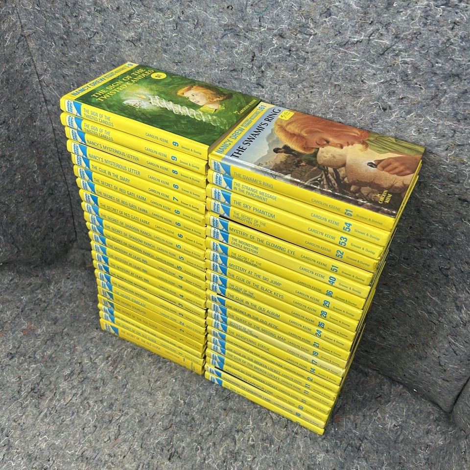 Vintage Nancy Drew Book Lot of 44 HC Yellow Spine Carolyn Keene Grosset ...