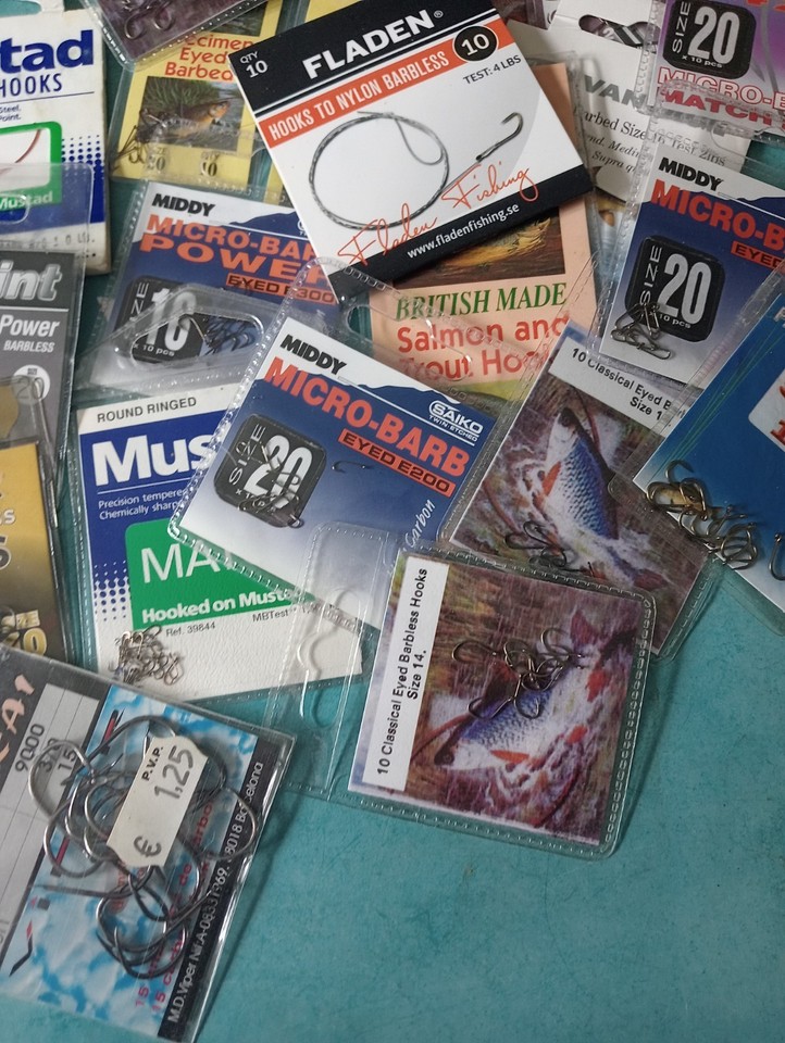 COARSE FISHING HOOK,s VARIOUS SIZES IN PACKET,s ROD OR POLE 40 + NEW ...