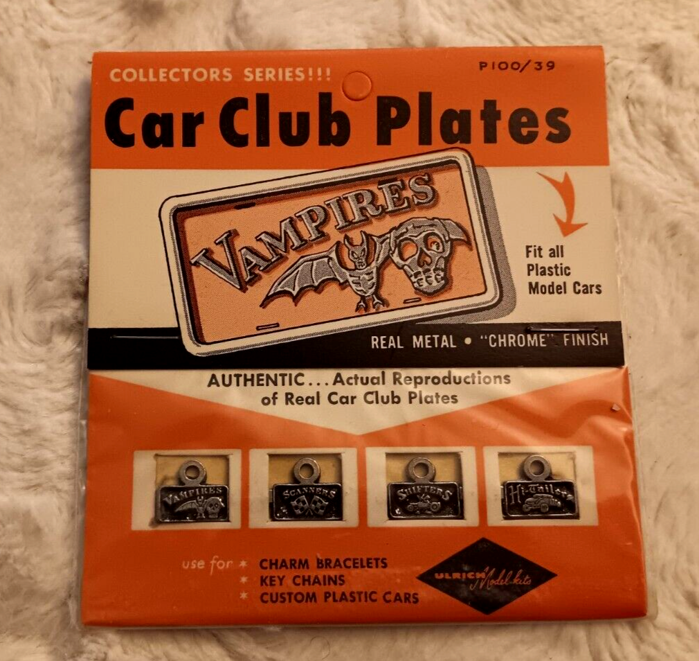 VTG Car Club Plates 50s 60s Hot Rod Plaque Model Kit Stylized Emblem ...