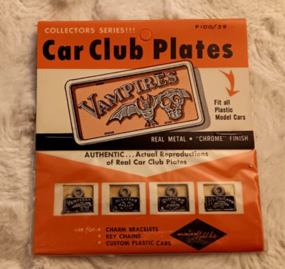 VTG Car Club Plates 50s 60s Hot Rod Plaque Model Kit Stylized Emblem ...
