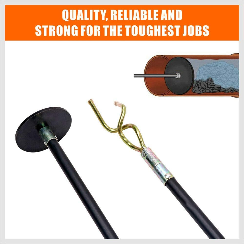 10-Piece Drain Clean Rod Set, Flexible Pipe with Plunger & Brass Plated ...