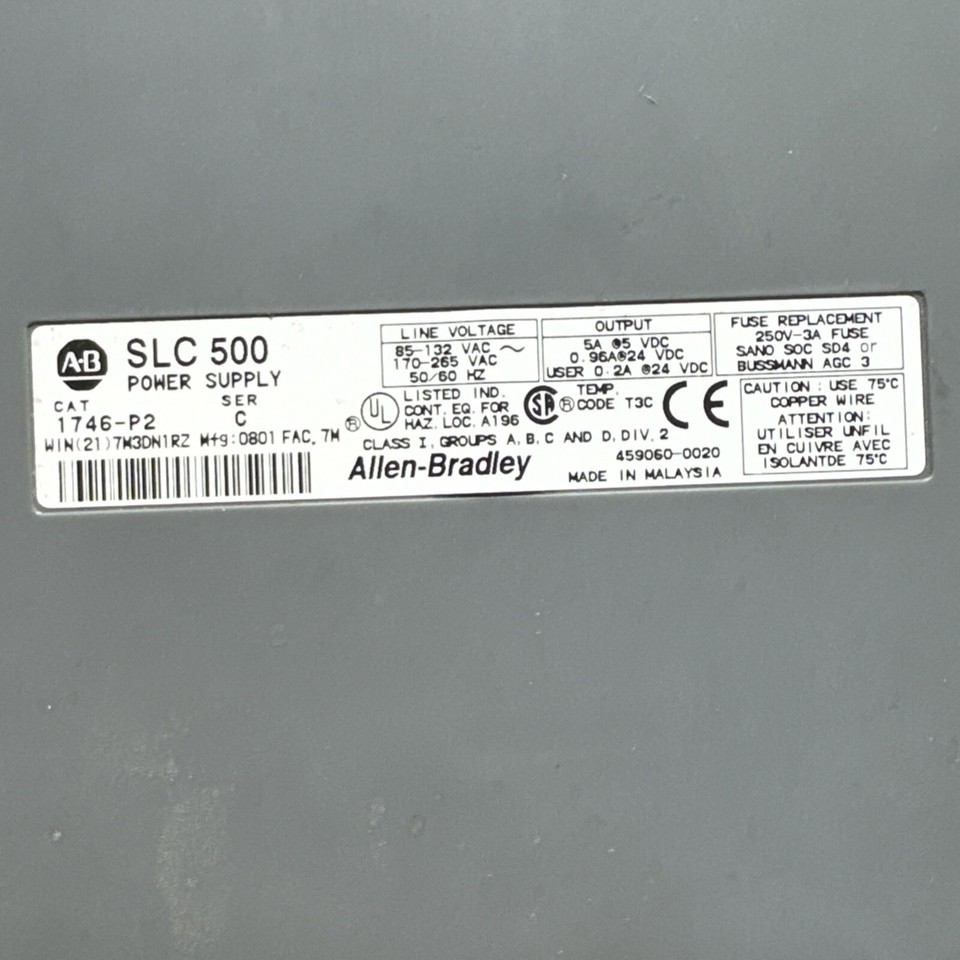 Allen Bradley SLC 500 Power Supply Cat. 1746-P2 7 Slot Rack Cat. 1746 ...
