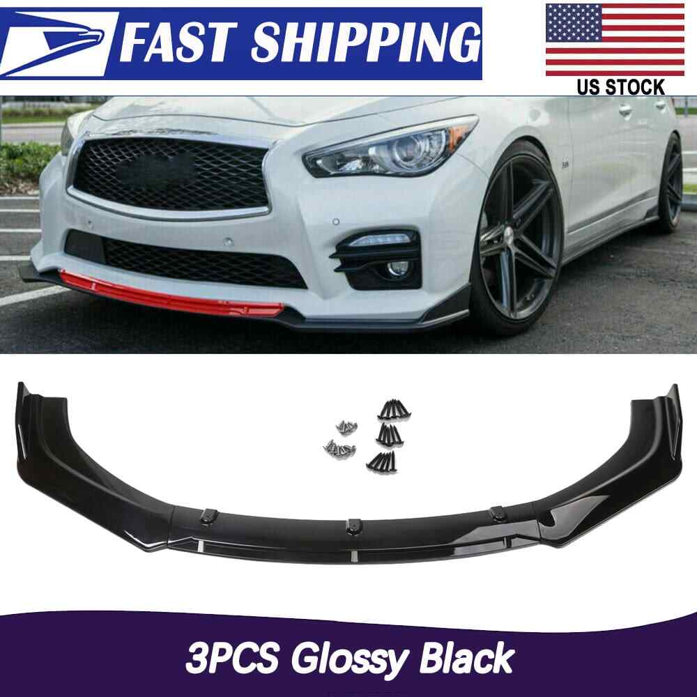 For Infiniti Q50 Q60 Q70 Front Bumper Lip Body Kit Spoiler Cover Glossy ...