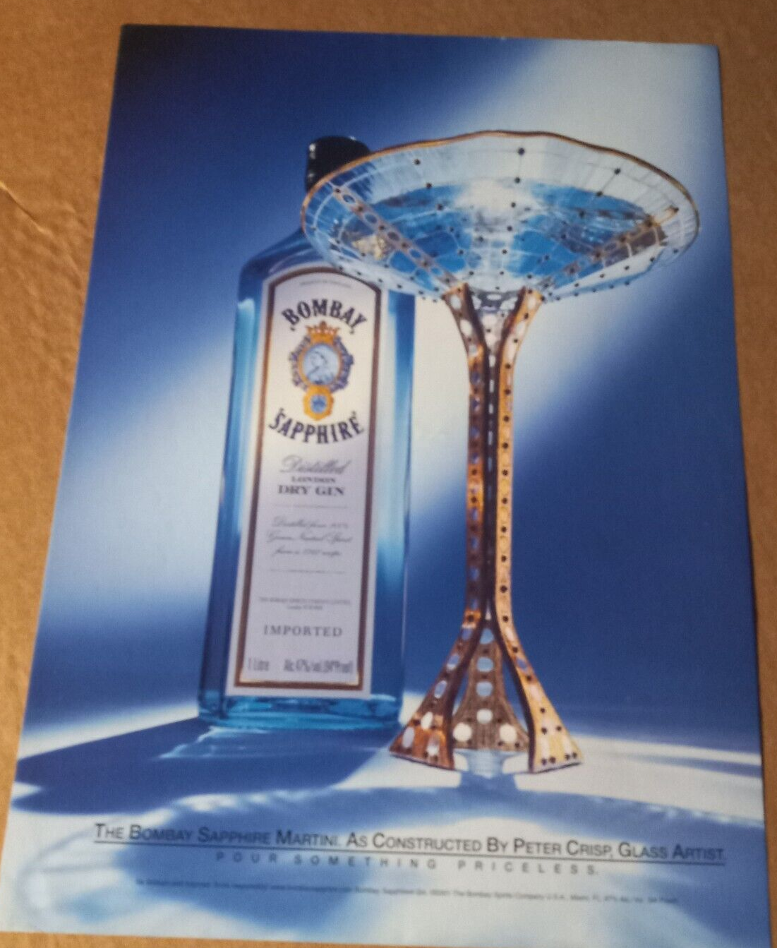 2001 print ad page - Bombay Sapphire gin Peter Crisp martini glass ...