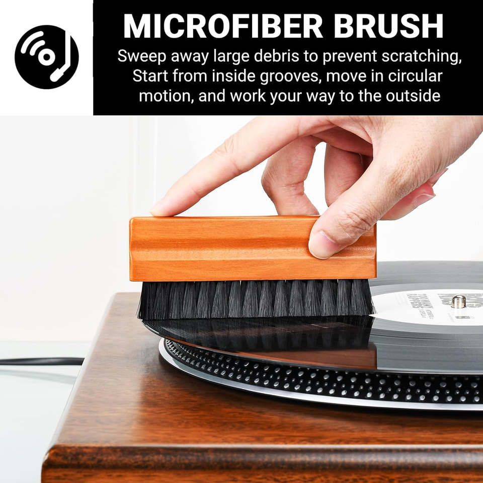 Kulloomii 7Pcs Vinyl Record Cleaning Kit, Soft Velvet Brush ...