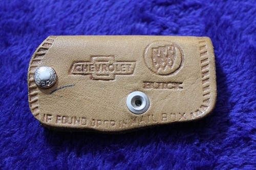 Vintage Chevy Buick Leather Key Case Key Ring Chain Accessory Bowtie GM ...