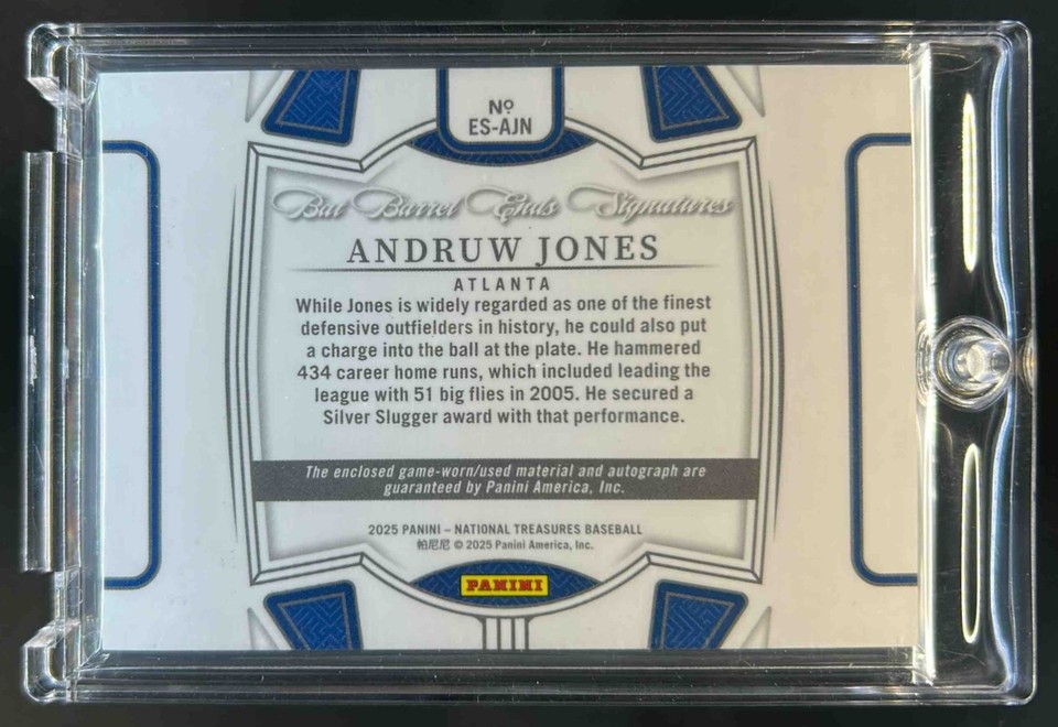 2025 National Treasures Andruw Jones Bat Barrel Ends Signatures Auto #1 ...