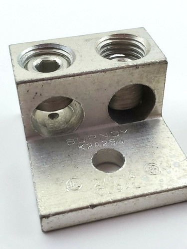 Lot of 2 Burndy K2A26U Double Barrel Mech Lug 2/0-14 AWG 1/4" Hole Dual ...