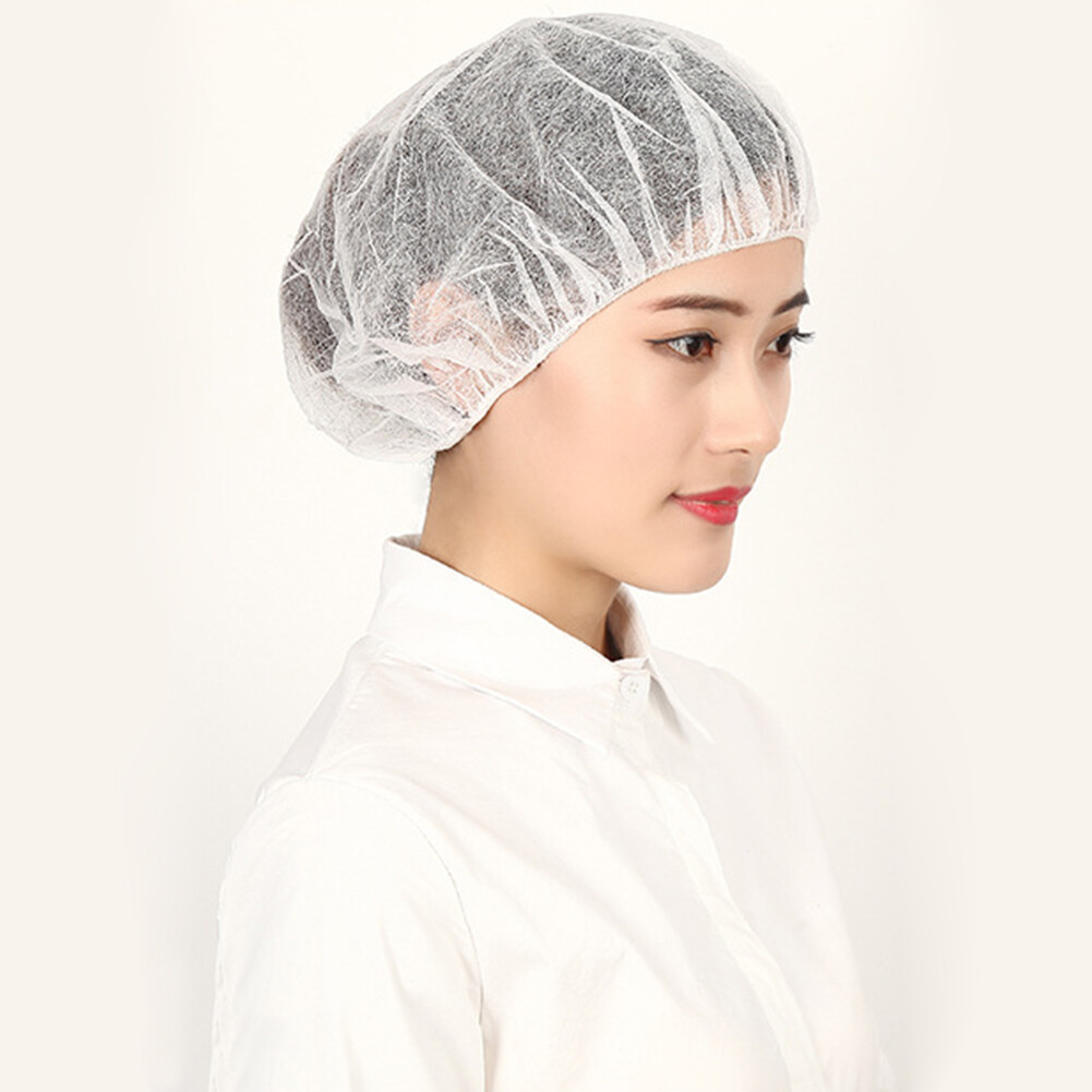 100pcs Disposable Bouffant Cap Hair Net Non Woven Head Cover Industrial ...