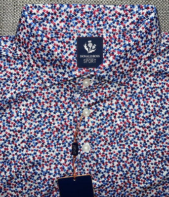 DONALD ROSS SPORT MENS PATRIOTIC JERSEY PRINT POLO SHIRT WHITE SIZE ...