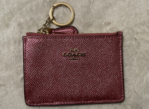 Coach card Skinny Mini Id coin metallic pink wallet NWOT. | eBay