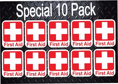 10 Pack First Aid Red Cross Vinyl Decal Stickers Health Care Nurses 2x2 ...