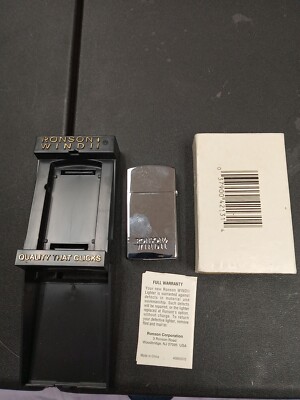 RONSON WIND II WINDPROOF LIGHTER FLIP TOP STAINLESS NEW NEVER USED ...