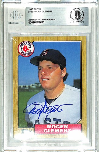 1987 Topps ROGER CLEMENS Signed Auto Red Sox Card #340 Beckett BAS ...